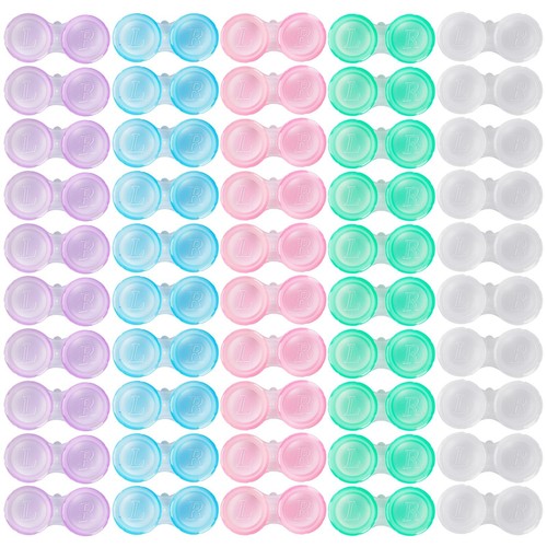 50 Pack Lens Cases, Transparent Cases Bulk in 5 colors, Cute Lenses ...