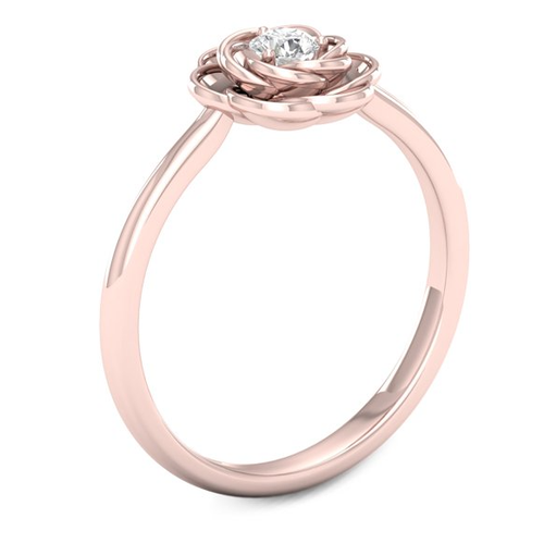 Solid 10K Rose Gold With White Single Moissanite Engagement Rose ...