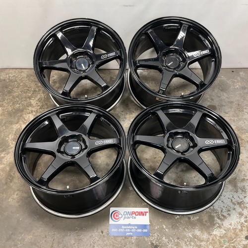 Enkei Tuning T6R Rims Wheels Front 18x8.5 Rear 18x9.5 Gloss Black 5x114 ...
