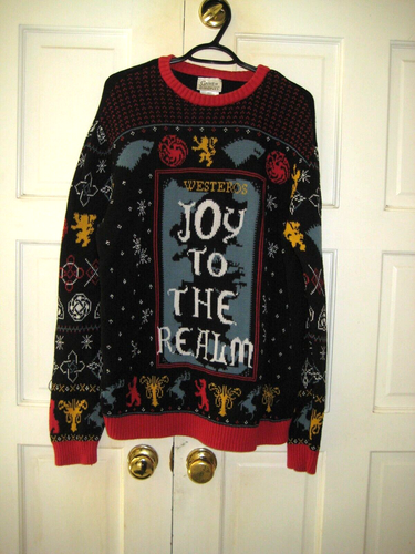 Game of Thrones Black Red "Joy To the Realm" Sweater Size XX L | eBay
