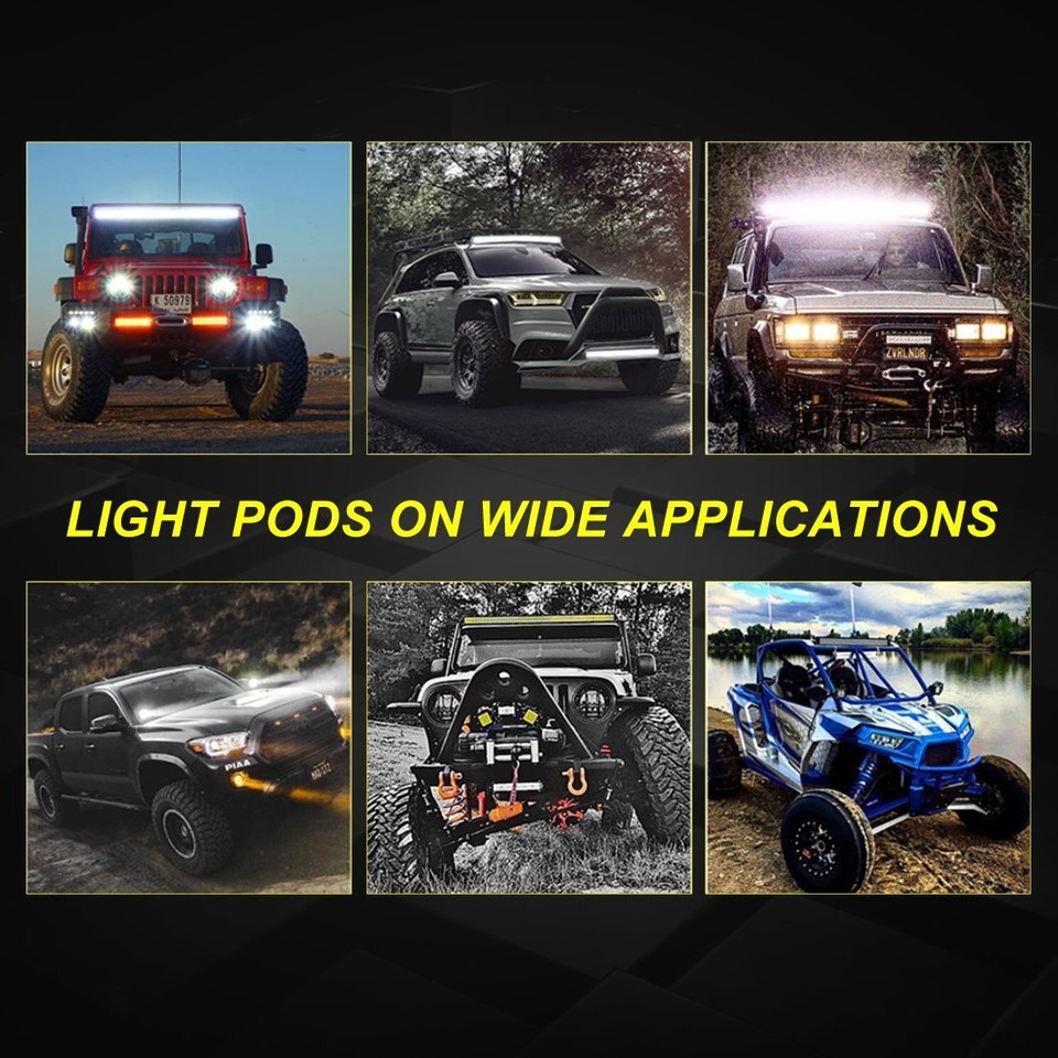 2x 3Inch 250W LED Cube Pods Work Light Bar Spot Beam Driving Fog ...