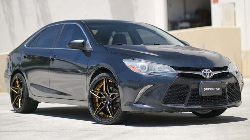 20" AC WHEELS AC01 GLOSS BLACK WITH GOLD ACCENTS EXTREME CONCAVE RIMS ...