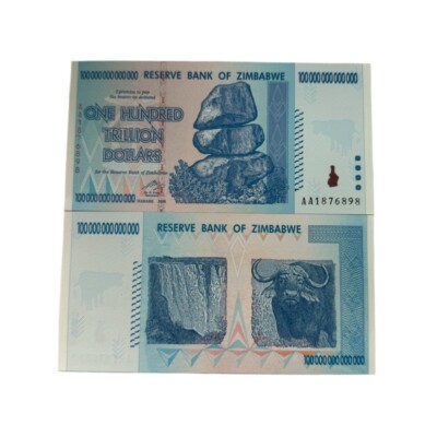 Zimbabwe One hundred Trillion Dollar Banknotes ZIM $100 Blue Note With ...