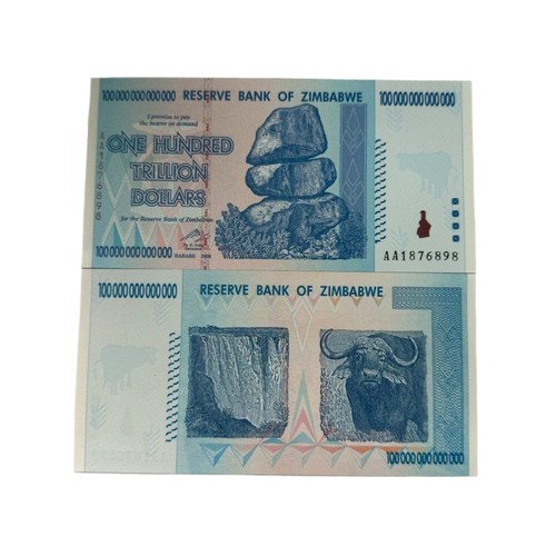 Zimbabwe One hundred Trillion Dollar Banknotes ZIM $100 Blue Note With ...
