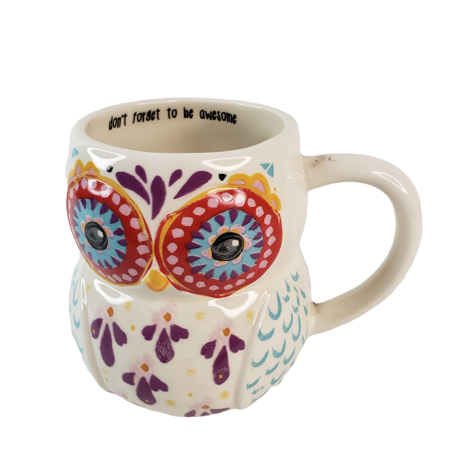 Natural Life Ceramic Coffee Mug Cup Boho Figural Owl Don't Forget to be ...