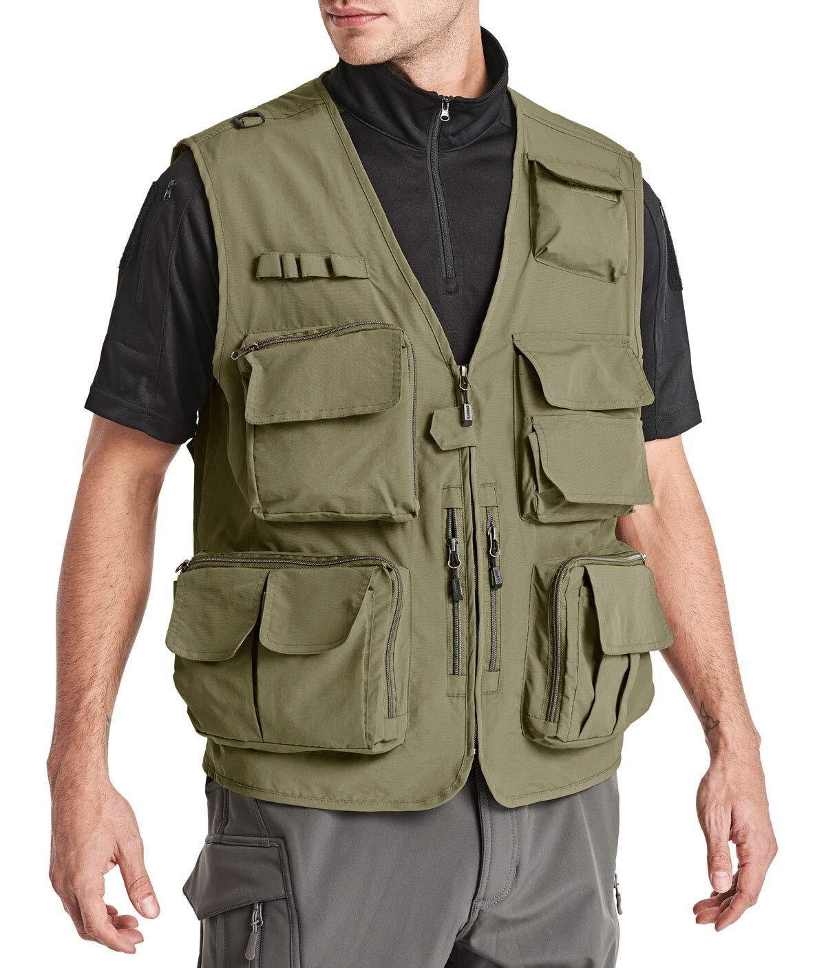 Mens Outdoor Fishing Traveling Quick Drying Vest 15 Pockets Cargo Work ...