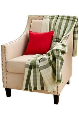 Home Reflections 60" x 70" Fringe Plaid Throw Green Plaid | eBay