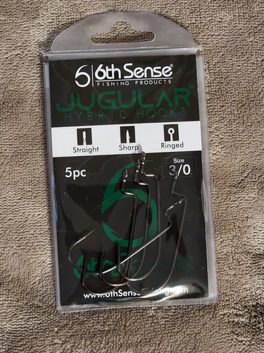 1 Packs 6th Sense Fishing Jugular Hybrid Hooks 3/0 (5 hooks Per Pack ...