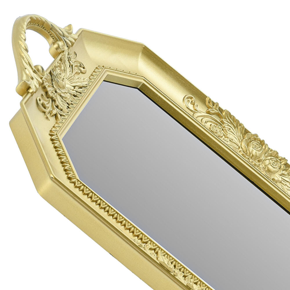 Spiegeltablett gold-farbig Deko Tablett rechteckig mit Griffen Kerze ...