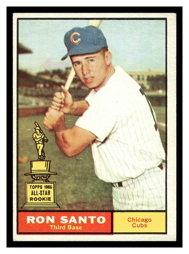 1961 TOPPS RON SANTO #35 ROOKIE CARD HOF CUBS HIGHER GRADE NO CREASES ...
