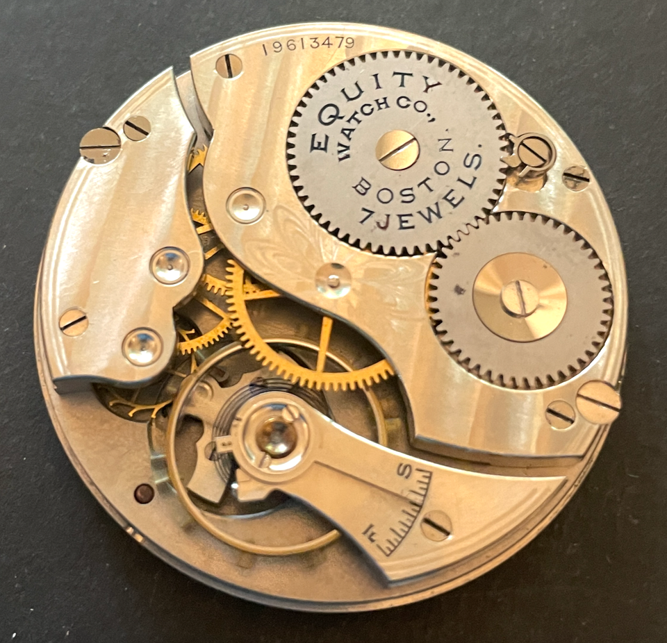 Antique 1914 Waltham Equity Pocket Watch Movement Running Ticks 17s 7j ...