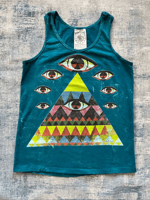 No Time Teal Tie Dye All Seeing Eye Pyramid Tank Top Women's Medium | eBay