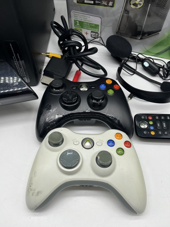 Xbox 360 250GB Black Console w/ Cords Complete In Box Tested Working ...