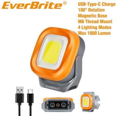EverBrite Rechargeable Cordless 1000 Lumen Work Lights Magnetic LED ...