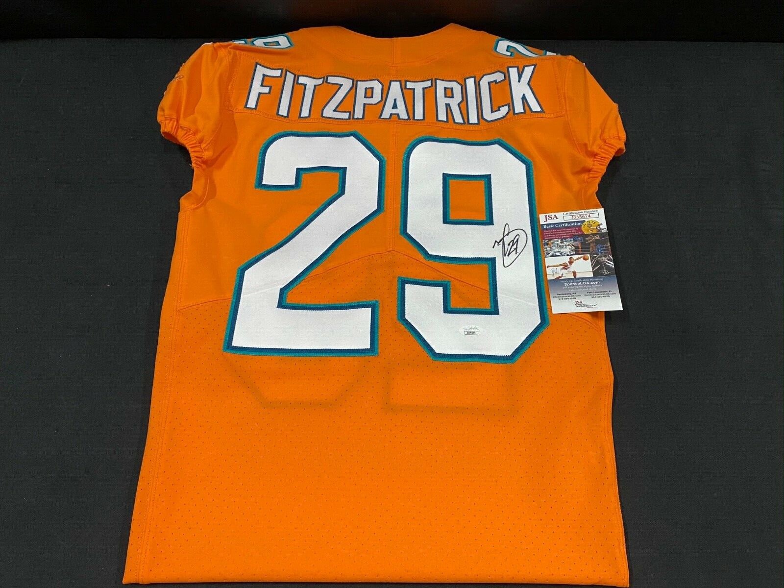 #29 MINKAH FITZPATRICK MIAMI DOLPHINS SIGNED ISSUED COLOR RUSH JERSEY ...