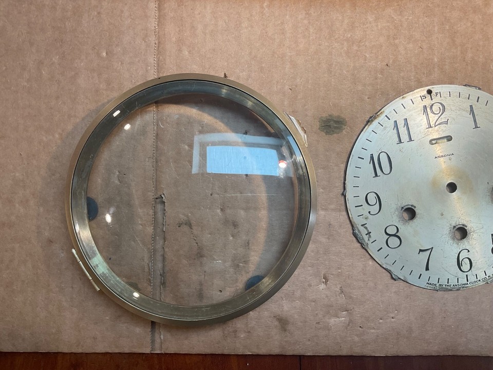 ANSONIA TAMBOUR WESTMINSTER CHIME CLOCK DIAL & BEZEL & GLASS WITH LEVEL ...