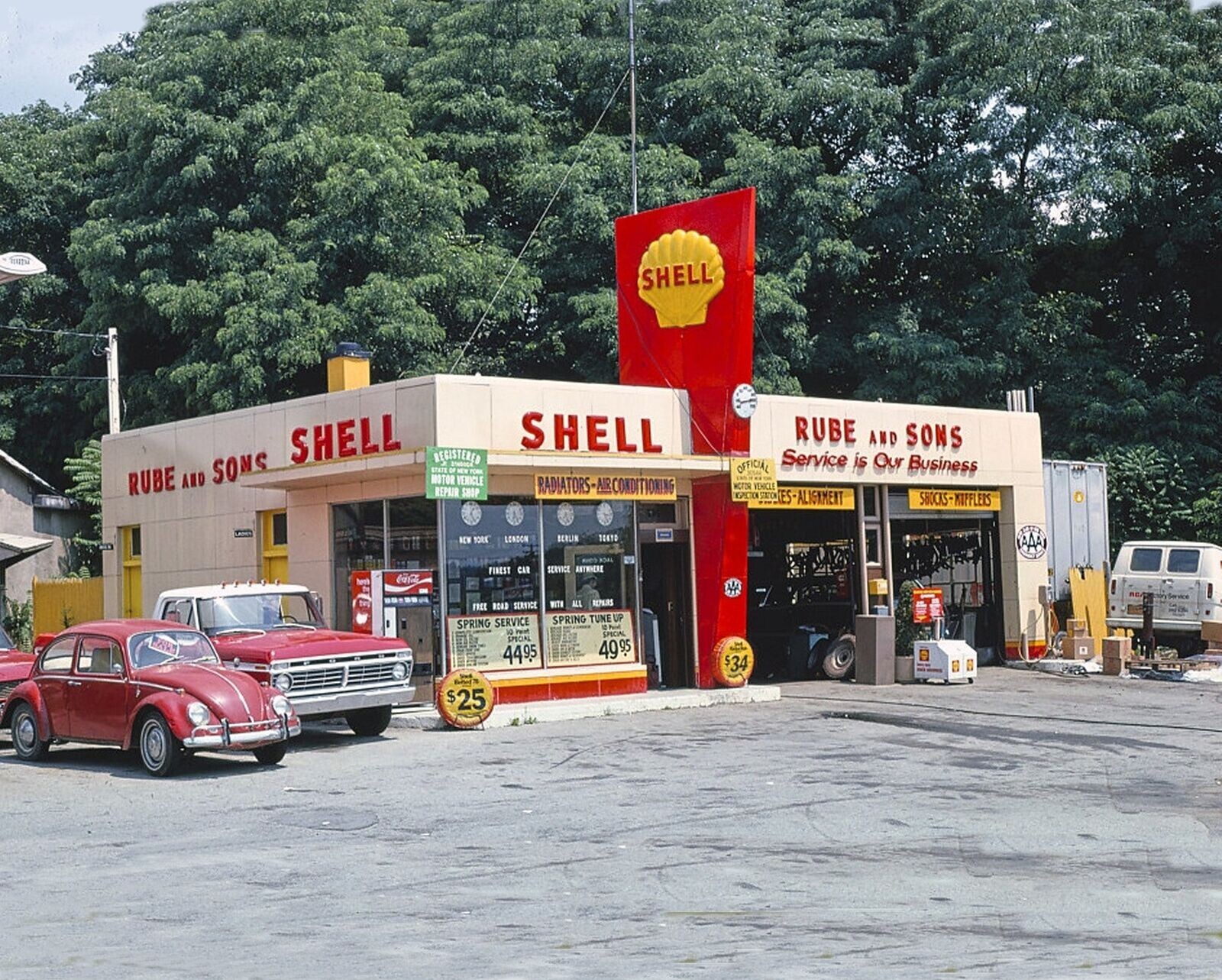 1970s SHELL GAS & Service STATION with Classic Cars Picture Photo 4x6 ...