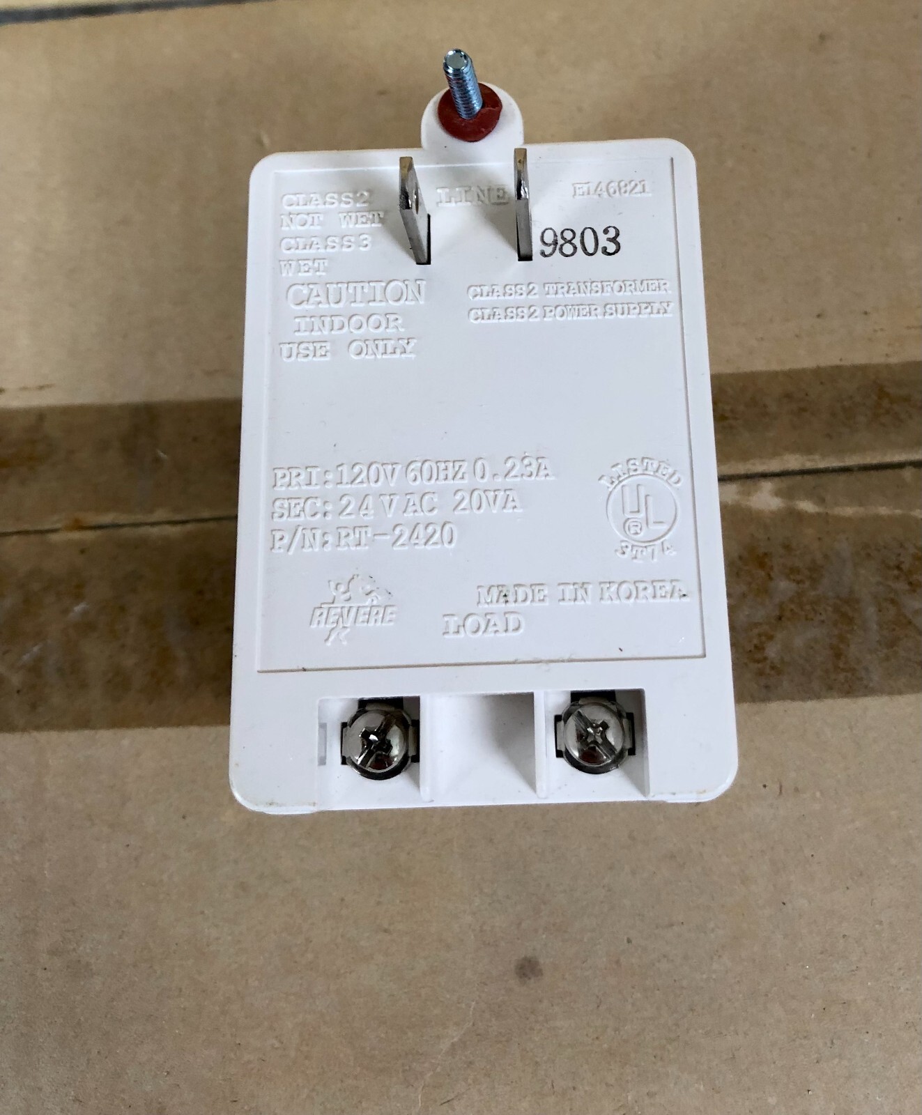 Revere RT-2420, UL Plug in Transformer 24VAC 20VA - Box of 6 PCS - New ...