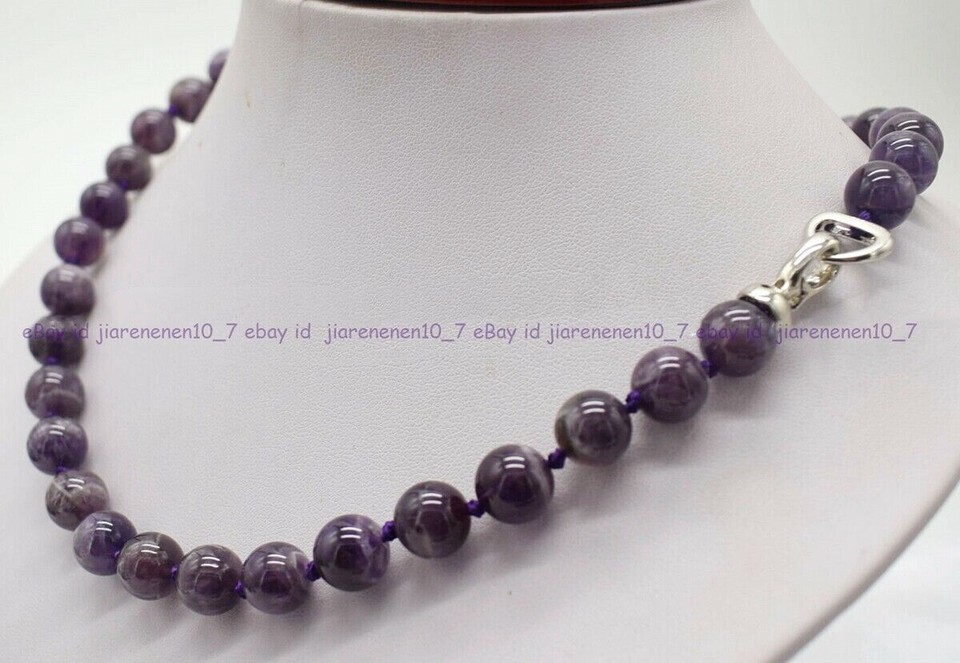 Genuine Natural Purple Striped Amethyst 6/8/10/12mm Round Gems Beads ...