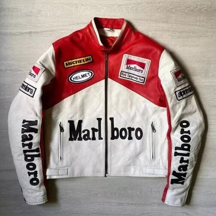 Marlboro Ferrari Leather Jacket Vintage Racing Rare M… - Gem