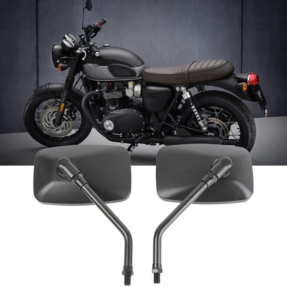 10mm Motorcycle Rectangle Rearview Side Mirrors For Triumph Bonneville ...