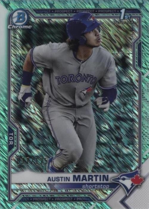2021 Bowman - Chrome Prospects Austin Martin #BCP-87 Aqua Shimmer ...