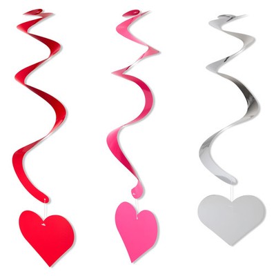 Heart-Shaped Paper Dangler Decorations, Red, Pink, and Silver, 3 Count ...