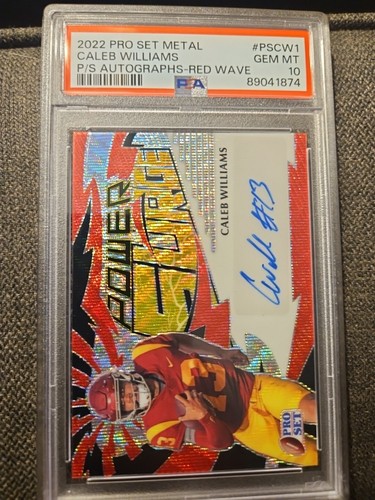 CALEB WILLIAMS 2022 PRO SET METAL ROOKIE Red Wave AUTO 1/4!!! PSA 10 🔥🔥 ...