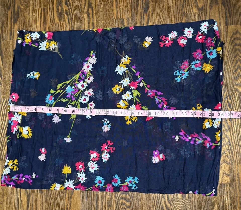 Wildflower Scarf Rectangle Navy Blue Background Bright Flowers Approx ...