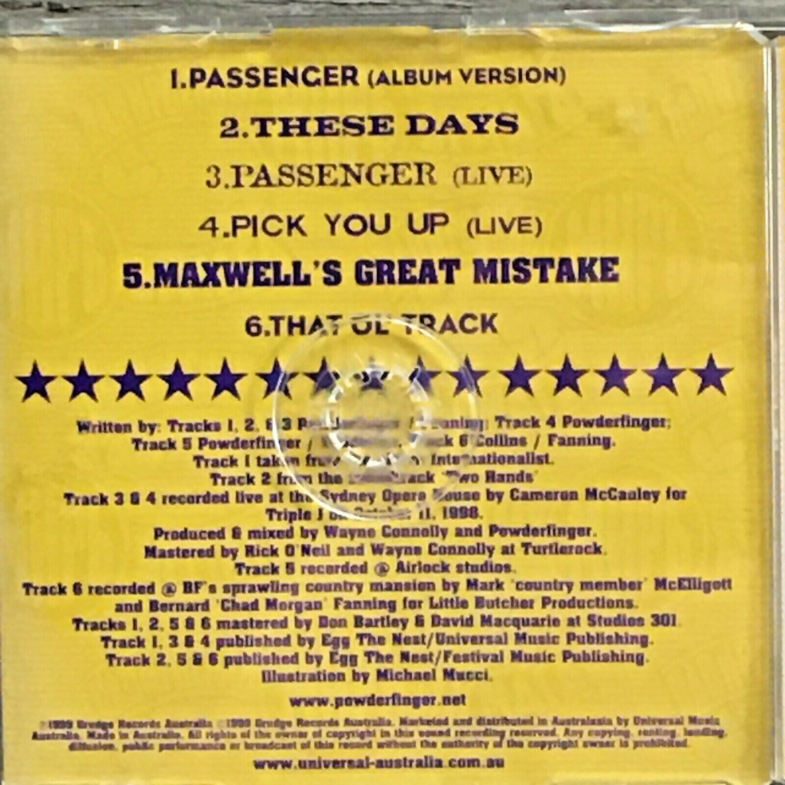 Rare VTG 1999 Powderfinger Passenger Australian 6 Track CD Single ...