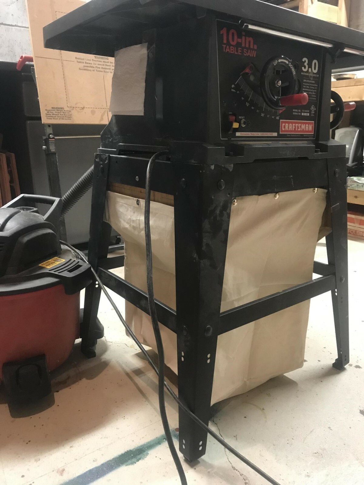 Table Saw Dust Collector Bag Canvas Easy to Install fits most brands ...