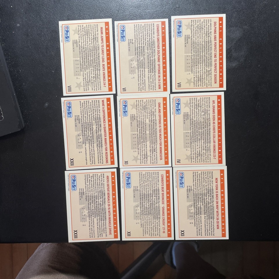 1989 9 Different pro set super bowl cards (2) | eBay