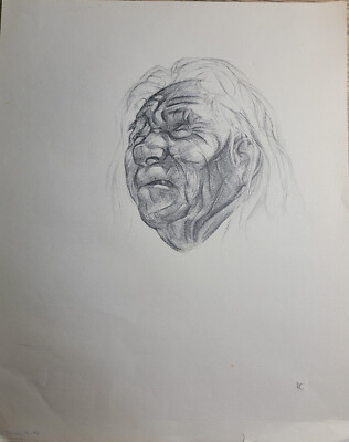 Robert Cole Caples Ltd. Ed. 560/1000 Paiute Shaman Charcoal Drawing ...