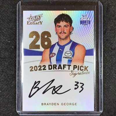 2023 Select AFL Legacy BRAYDEN GEORGE Draft Pick Signature Gold 79/90 ...
