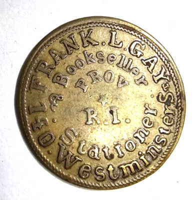 1863 Civil War Frank L. Gay Bookseller Providence, RI Trade Token | eBay