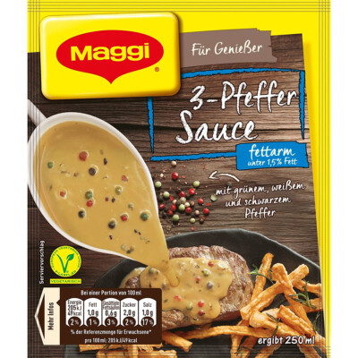 Maggi Pour Gourmet 3 Poivre Sauce Faible en Gras Aromatique Fein Sharp ...