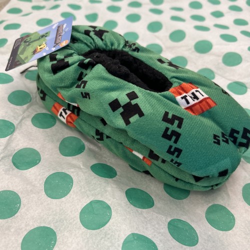NWT Minecraft Fuzzy Babba Pair Toddler SM 8-13 Slip On Comfort Slippers ...