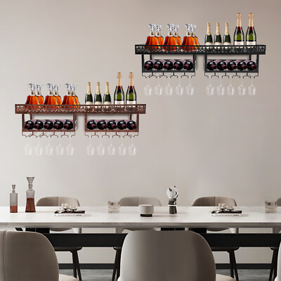 120cm Wall Mounted Iron Wine & Bar Storage Shelf Display Rack,Wine ...