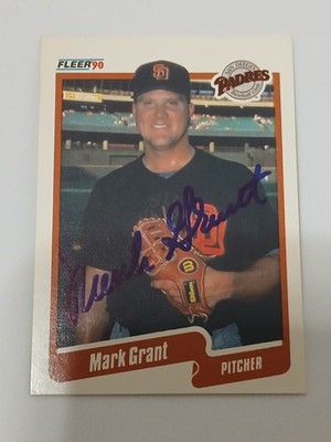 Mark Grant San Diego Padres 1990 Fleer Autograph Card #156 READ ...