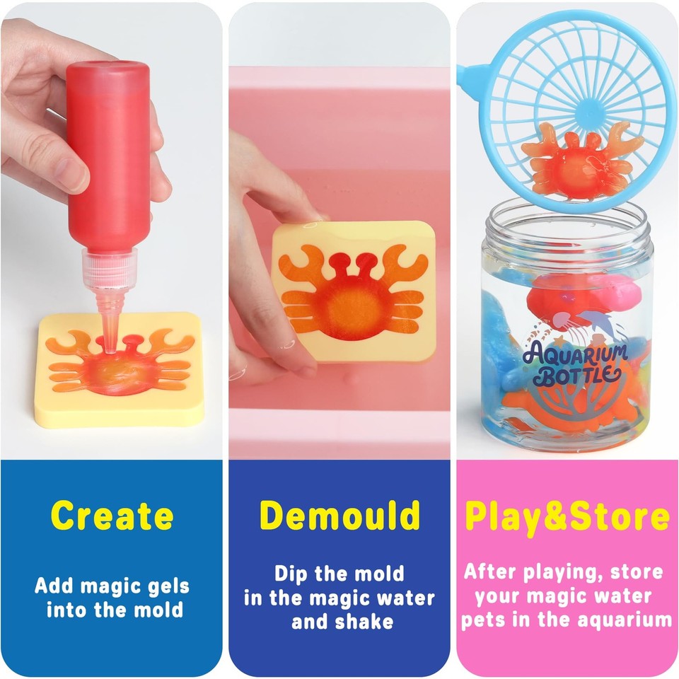 Magic Water Elf Toy Kit - Magic Gel Water Pets with Aquarium Bottle ...