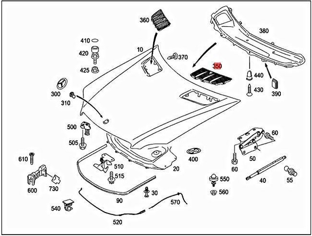 2006-2012 MERCEDES BENZ W164 X164 Left Hood Vent Grille Driver OEM ...