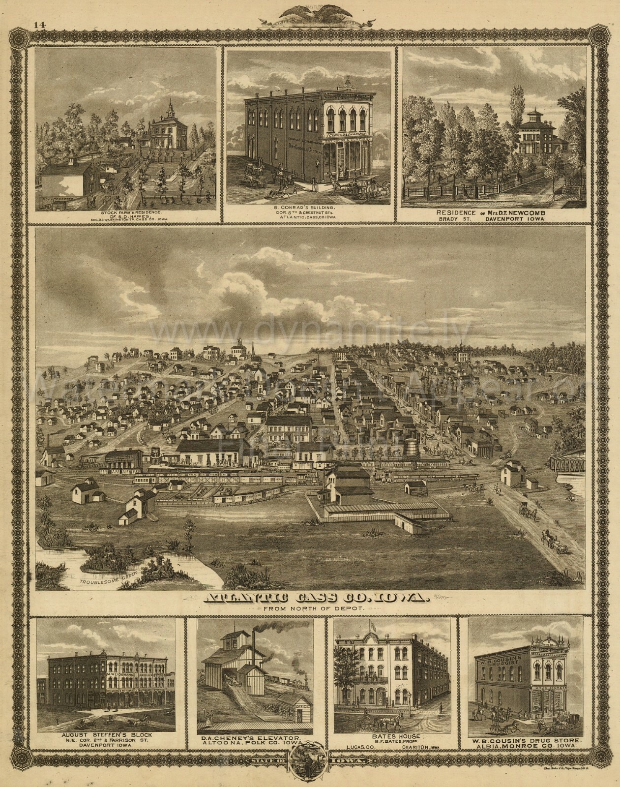 Vintage Illustrated historical atlas of the State of Iowa USA POSTER ...