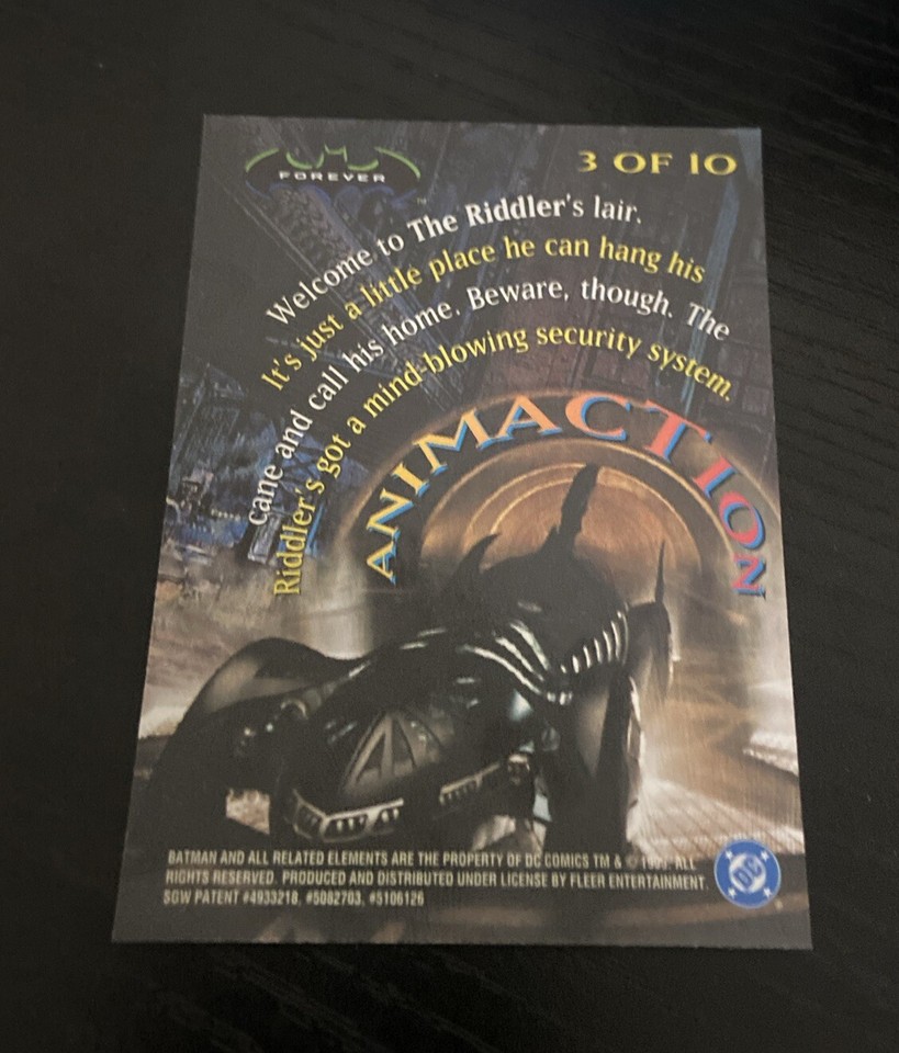 1995 Fleer Ultra BATMAN FOREVER #3 The Riddler ANIMACTION Chrome SP ...