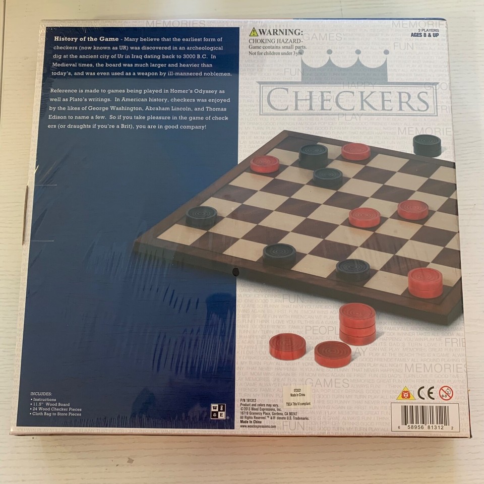 New WE Games Wooden Board Checkers Game Wooden Checkers | eBay