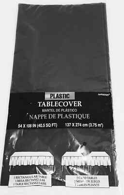 Amscan Plastic Tablecover 54" x 108" Black. Pack of 3 | eBay
