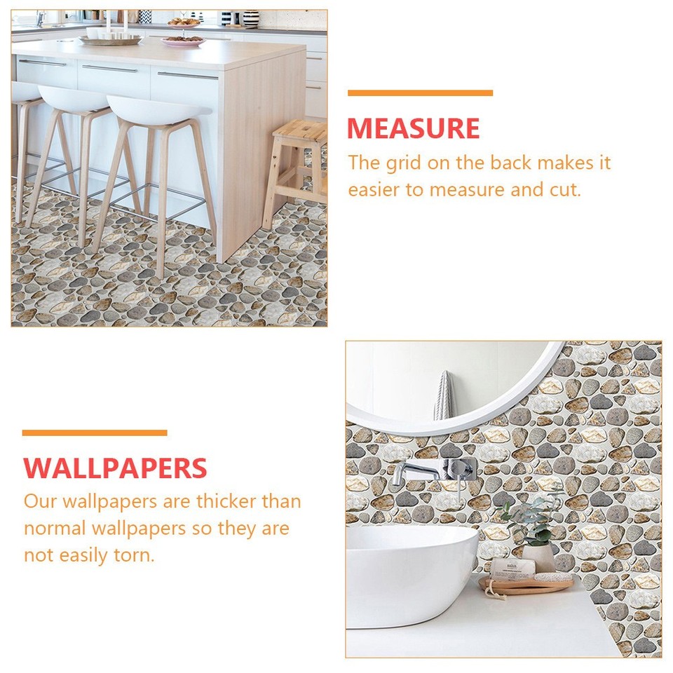6Pcs Wall Paper Cobblestone Pattern Self-adhesive Tile Stickers | eBay ...