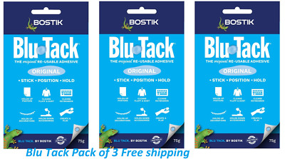 BOSTIK BLU TACK BLUTACK 75g RE-USABLE ADHESIVE PICTURE POSTER BLUTAK ...