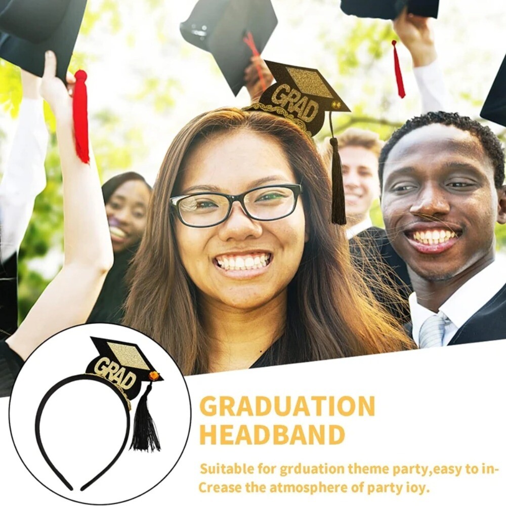 2024 Graduation PhD Hat Headband Photo Props Grad Cap Satin Sash ...
