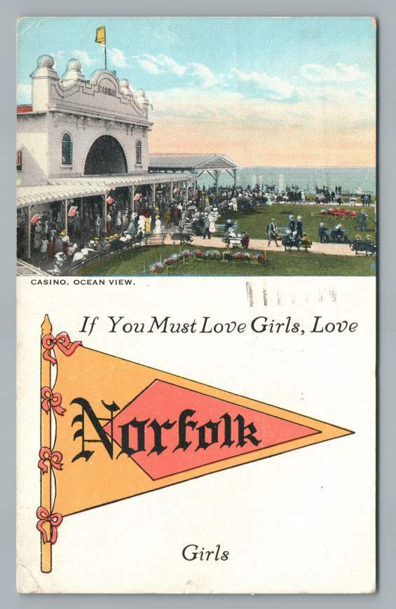 "If You Must Love Girls Love NORFOLK VA" Antique Casino Pennant ...