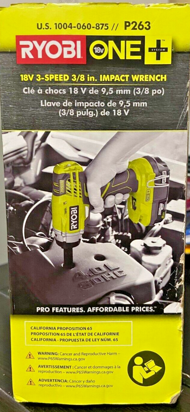 Ryobi 18V Cordless 3/8 in. 3-Speed Impact Wrench (Tool Only) P263 OPEN ...
